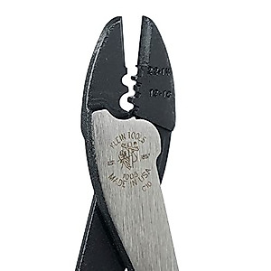 Klein Tools 1006 Cutting / Crimping Tool, Crimps 10 to 22 AWG Solderless Terminals and Connectors, with Wire Cutter in Tapered Nose