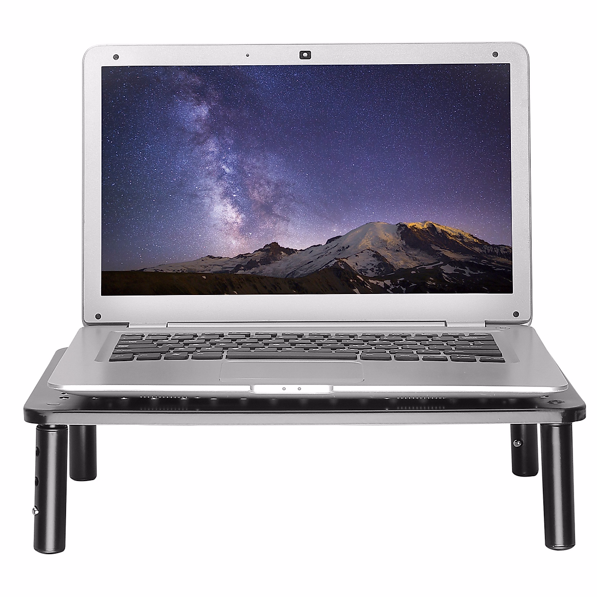 2 Pack Premium Laptop PC Monitor Stand with Sturdy, Stable Black Metal Construction. Fashionable Riser Height Adjustable with Non-Skid Rubber. Perfect for Computer Monitor iMac Stand or Computer Shelf