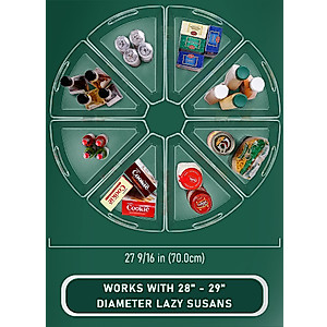 JEISSLIA Lazy Susan Cabinet Organizer Bins for 26"/ 28"/ 32" Diameter Corner Lazy Susan, Plastic Cabinet Storage Bin, 1/8 Wedge-Food Safe, BPA Free, with Non-Slip Pads (for 28" Lazy Susan, 8 Pack)