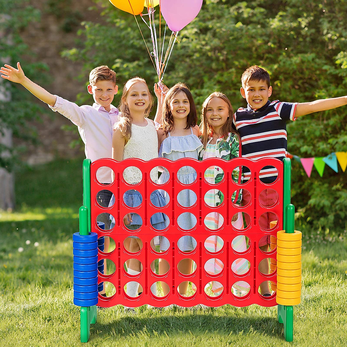 ARLIME Giant 4 in a Row Connect Game, 47'' Jumbo 4-to-Score Toy Set W/Quick-Release Lever, Build-in Ring, Jumbo Sized for Kids & Adults, Oversized Floor Activity for Indoor & Outdoor Play