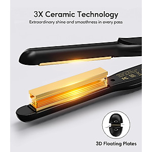 Terviiix 1/2 Inch Flat Iron for Short Hair, Small Hair Straightener and Curler 2-in-1 for Pixie Cuts & Touch-Ups, Rounded Edge Mini Flat Iron for Men and Women, Dual Voltage Travel-Friendly