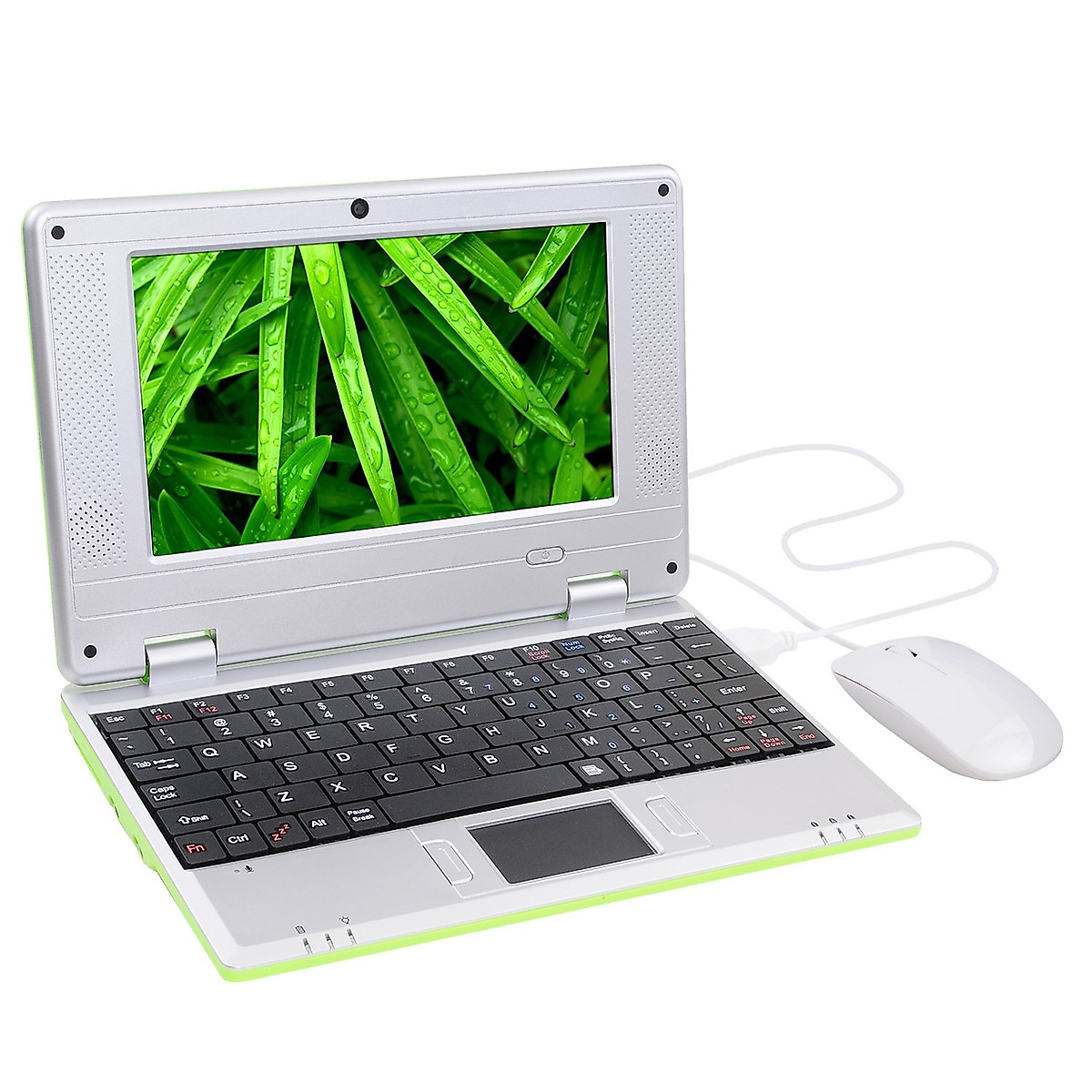 Goldengulf 7 Inch Portable Mini Computer Laptop PC Netbook for Kids Android 12 Quad Core 32GB WiFi Built in Camera Netflix YouTube Flash Player (Green)