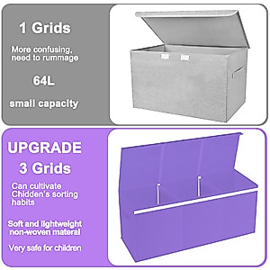 Pantryily Extra Large Toy Box for Girls Boys - Collapsible Toy Chest Boxes Organizers and Storage for Nursery,Playroom,Office (Violet) 35.8"x12.6"x16"