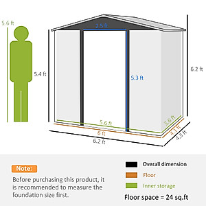 Outsunny 6' x 4' Metal Outdoor Storage Shed, Garden Tool Shed with Ventilation Slots for Backyard, Patio, Lawn, Oak Colored