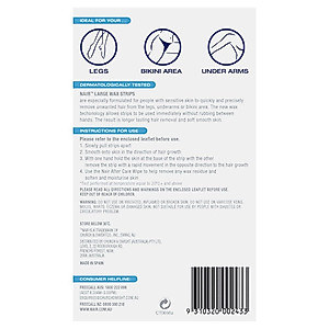 Nair Sensitive Large Hair Remover Wax Strips, 20 Count