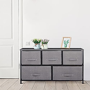 ZenStyle Fabric Dresser with 5 Drawers, Dresser Storage Tower, Storage Cabinet Organizer Unit for Bedroom, Living Room, Closet, Entryway, Hallway, Nursery Room, Grey