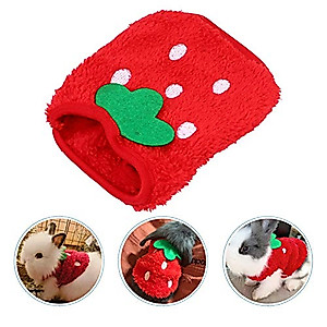 Winter Warm Fleece Bunny Rabbit Clothes Small Pets Strawberry Warm Vest Small Animals Costume Accessories for Hamster Guinea Pig Chinchilla Ferret 3XS Red