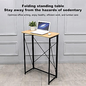 Folding Laptop Computer Desk, Standing Desk, 31in Small Desk for Sitting or Standing, No Need to Assembly, Suitable for Home, Office, Writing (Wood Board Color)