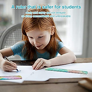 3pcs Flexible Rulers for School, 12/8/6 inch Bendable Ruler Soft Plastic Rulers Bulk Flex Ruler with Centimeter and Inch Scales for Students Kids Classroom Office Home Supplies(Gradient Colored)