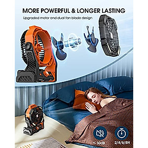 DOWILLDO 20000mAh Battery Operated Portable Fan - Rechargeable Outdoor Camping Fan with LED Lantern, Personal Cooling Fan for Bedroom with Cold Air, Table Fan for Travel, Hiking, Fishing, Picnic