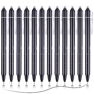 cobee® Erasable Gel Pens, 12 Pieces 0.5mm Retractable Eraser Rollerball Pen Black Ink Erasable Pen Mistakes Disappear Fine Point Pen Writing Planner Drawing School Supplies(Black)