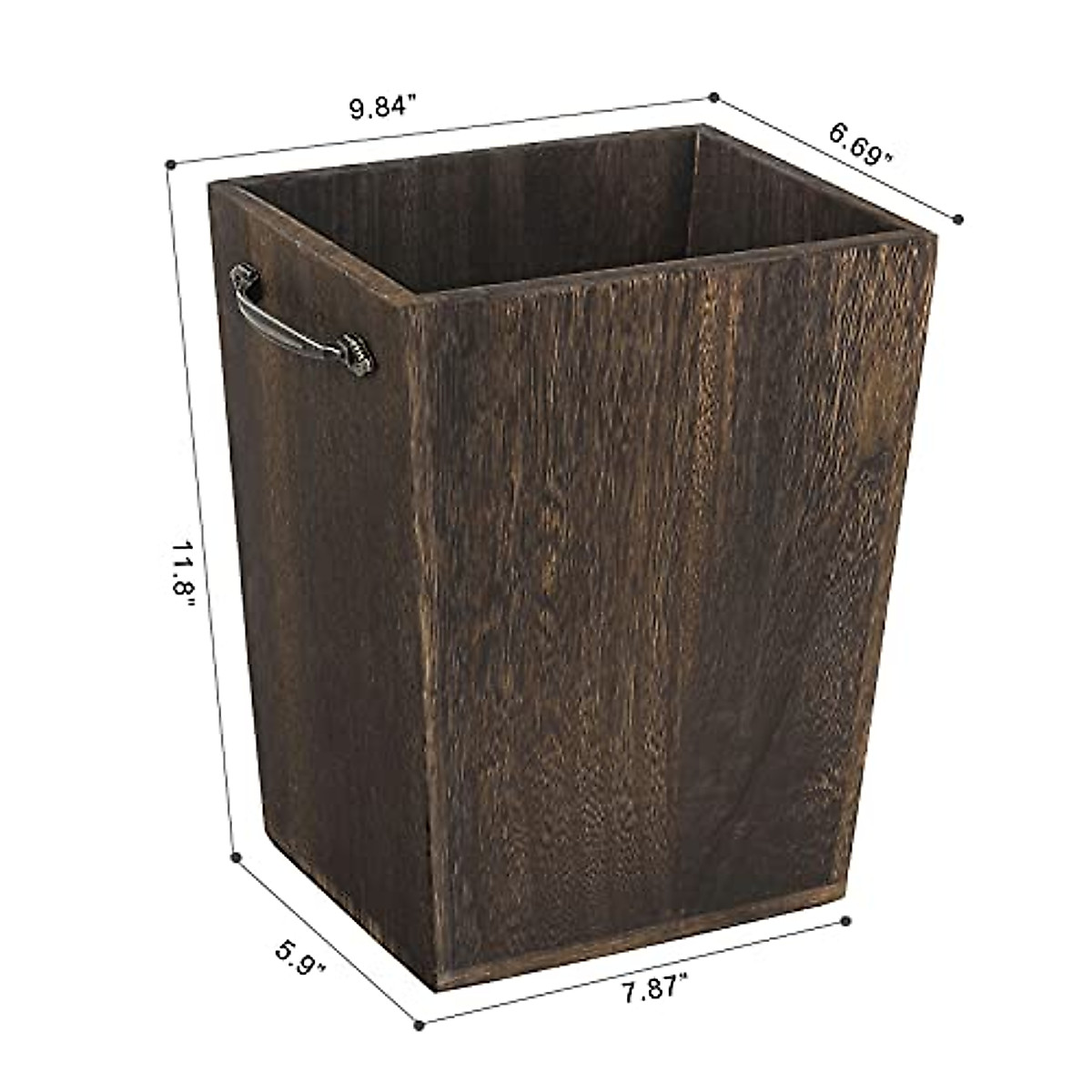MOOACE Wood Trash Can Wastebasket, 2 Gallon Small Garbage Can Waste Basket Recycling Bin Container with Metal Handle for Bedroom, Living Room, Office, Kitchen, Bathroom