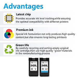 MeetRGB remanufactured Replacement for 245XL and 246XL Ink Cartridge Canon PG-245 CL-246 for Pixma iP2820 MX490 MX492 MG2520 MG2920 MG3029 MG3020 MG2420 TS3420 TS3120 TS3129 TS3320 TS3329 TR4520 MX492