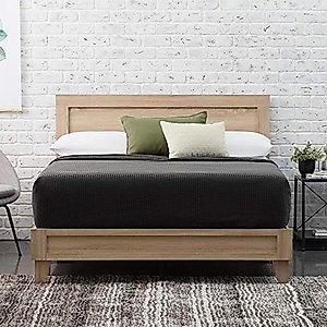 Edenbrook Delta King Bed Frame with Headboard – No Box Spring Needed – Compatible with All Mattress Types – Wood Slat Support – King Size Wood Platform Bed Frame – Golden Maple