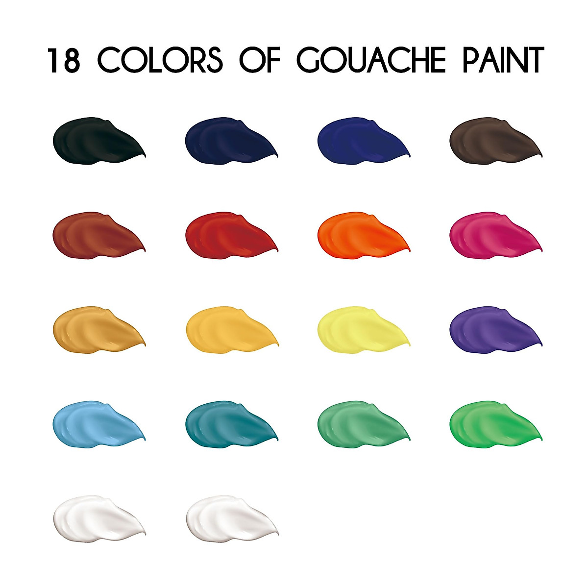 HIMI Gouache Paint Set Jelly Cup 18 Vibrant Colors Non Toxic Paints with Portable Case Palette for Artist Canvas Painting Watercolor Papers, Rich Pigment, 30ml/Cup