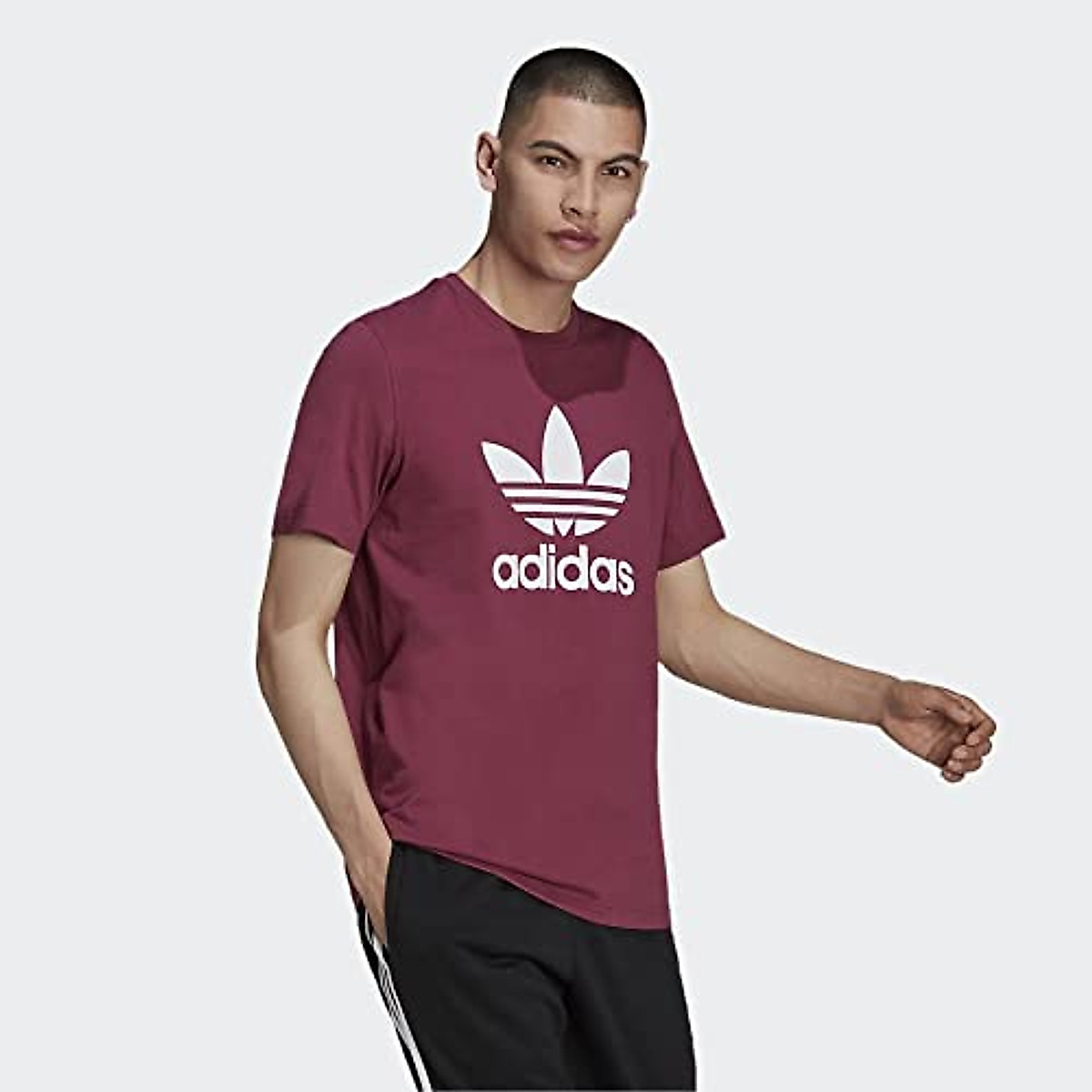 adidas Originals Men's Adicolor Trefoil Tee, Victory Crimson/White, X-Small