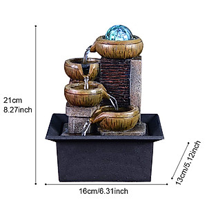 EKDJKK Meditation Tabletop Fountain, Tabletop Waterfall Garden Relaxation Fountain Indoor with LED Light, Mini Tabletop Pool Leisure Fountai Home Decor Gift for Indoor Office Bedroom Relaxation