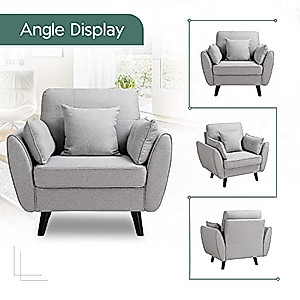 JAMFLY Small Sofa Couch for Living Room, Upholstered Modern Sofa Chair with Pillow, Comfortable Small Sofa for Bedroom, Office