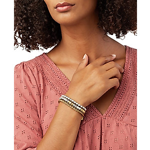 Lucky Brand "Royal Jewels" Two-Tone Mixed Two-Tone Faux Wrap Bracelet, 7"