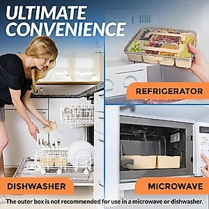 ZELECKS Portable Snackle Box Container - Snackable Box Organizer with 8 Big Compartments for Fruits, Veggies, Nuts, Candies and Snacks