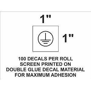 Ground Symbol Sticker 1" x 1" Double Glue Decal Screen Printed in a roll of 100 (Yellow)