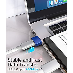 Syntech USB C Female to USB A Male Adapter 3 Pack, Type C Charger Cable Power Adapter Compatible with iPad Air 6, iPhone 13/12 Pro Max, Apple Watch S7, Samsung Galaxy S20 etc Blue