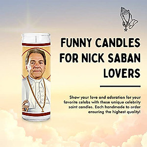 Saban Celebrity Prayer Candle - Funny Saint Candle - 8 inch Glass Prayer Votive - 100% Handmade in USA - Novelty Celebrity Gift