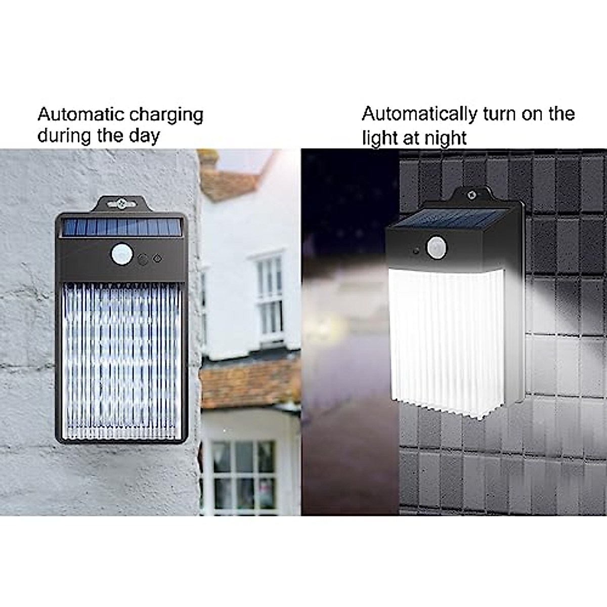 MaoTopCom Solar Sconce Lights Outdoor, 50 LEDs 3 Working Modes Solar Motion Sensor Lights Security Lights Solar Wall Lights for Garden Front Door Garage Fence Deck, White Light