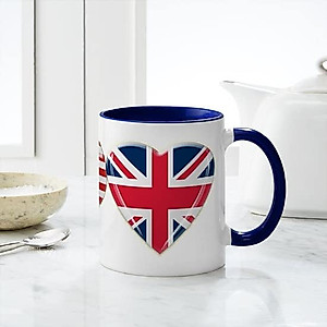 CafePress USA And UK Heart Flag Mug Ceramic Coffee Mug, Tea Cup 11 oz