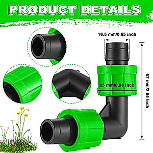 12 Pieces Drip Irrigation Elbow 1/2 Inch Universal Elbow Fitting Hose Elbow Connector, Compatible with 16-17mm Drip Tape Tubing Sprinkler Systems (Green)