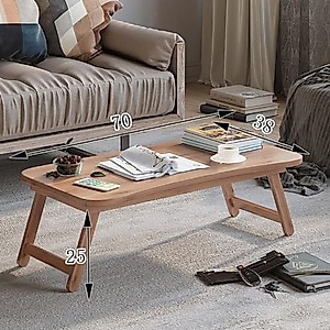 Folding Bamboo Coffee Table, Japanese Tatami Low Table, Portable Bay Window Table, Living Room Tea Table, No Assembly Required (Color : A, Size : 70 * 38 * 25cm)