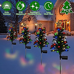Solar Christmas Decorations Tree Lights,Outdoor Waterproof 20LED-Lights for Yard Decorative, Solar Stake Lights Xmas Tree Garden Decor with Constant & Flashing Modes for Pathway Lawn Patio, 4 Pack