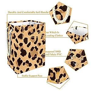 Inhomer Leopard Skin Pattern Large Laundry Hamper Waterproof Collapsible Clothes Hamper Basket for Clothing Toy Organizer, Home Decor for Bedroom Bathroom