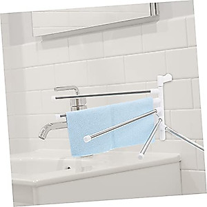 Zerodeko 5 Sets Rotating Towel Hanger Wall Hand Towel Rod Towel Display Rack Swivel Towel Bar Wall Towel Holder Wall Clothes Rack Wall Mounted Clothing Rack Multipurpose Towel Rack White Pp