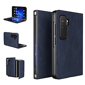 Foluu for Microsoft Surface Duo 2 Case, Surface Duo 2 2021 Leather Case, [Slim & Lightweight] PU Leather Back Cover Hard PC Durable Protective Phone Case for Microsoft Surface Duo 2 2021 (Blue)