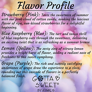 Gotta B Sweet Cotton Candy Variety Pack - Rainbow and Birthday Cake - 4.5 oz Jars - 2 Pack - Blue, Pink, Yellow, White and Purple - Blue Raspberry, Strawberry, Lemon, Grape and Birthday Cake Flavors