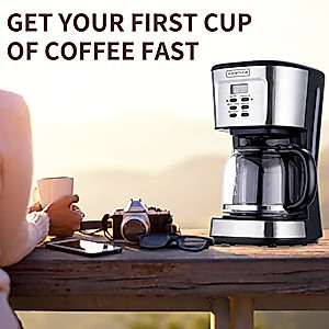 kognita 12 Cup Thermal Coffee Maker, Programmable Small Coffee Maker with Glass Carafe and Filter, Dirp Coffee Maker Coffee Pot Machine, Keep Warm, Brew Strength Control, 900W Fast Brew Auto Shut Off