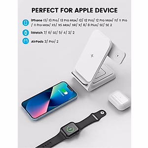 Wireless Charging Station for Apple, 3 in 1 Wireless Charger Stand for iWatch 7/6/SE/5/4/3/2, iPhone 13/12/11/X/8/SE Series, AirPods 3/Pro/2