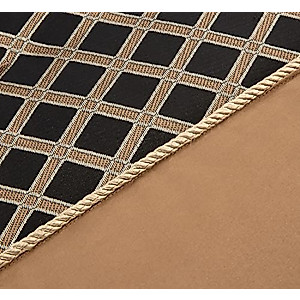 Chezmoi Collection 7-Piece Black/Gold Diamond Floral Medallion Jacquard Woven Comforter Set, California King