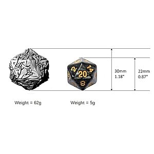 KakapopoTCG Endless Chaos Dice (Rainbow) D20 Dice with Celtic Knots Solid Metal Extra Large Extra Heavy for DND DnD5e TTRPG RPG Polyhedral Dice Bard Dice Sorcerer Wizard Dice