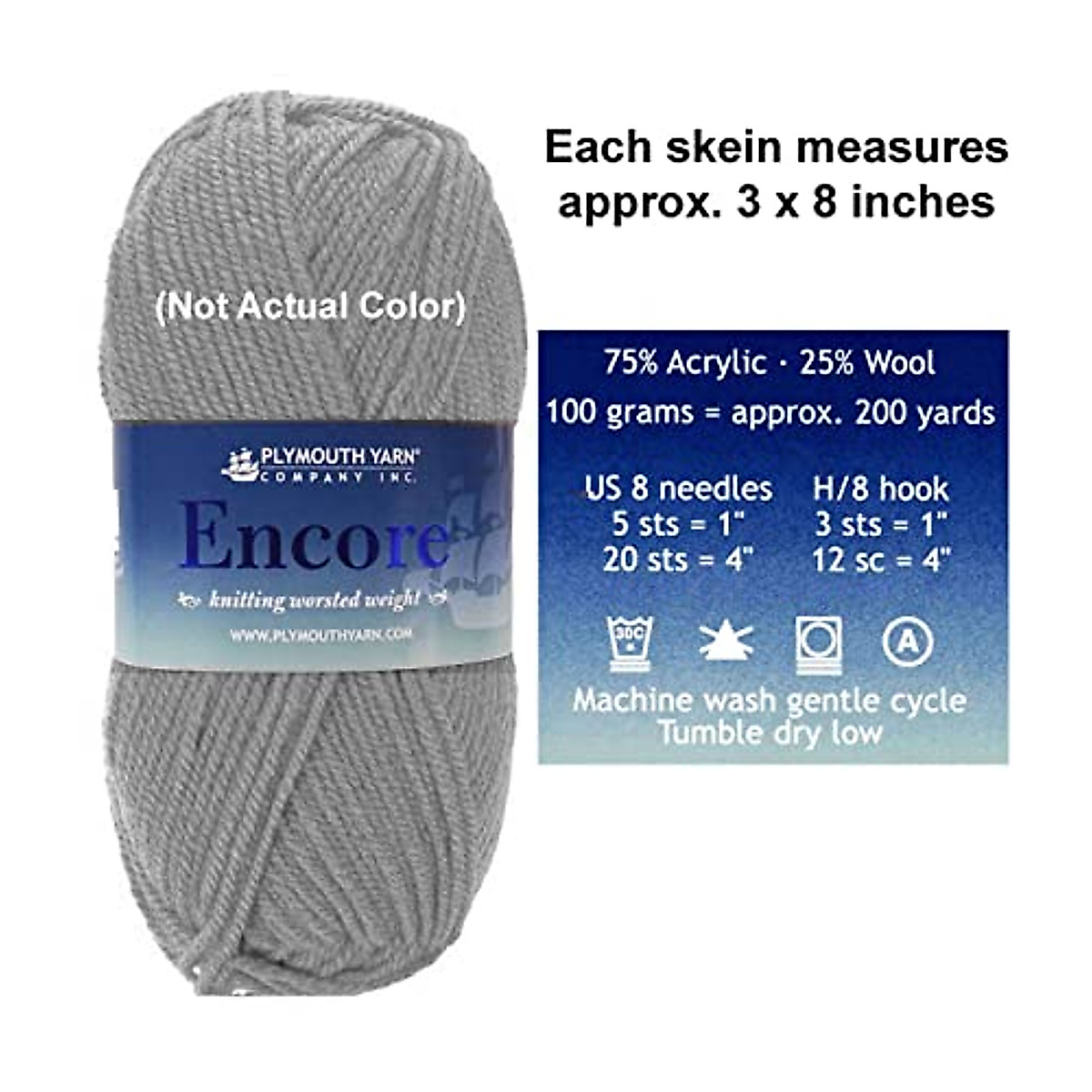 Plymouth Yarn for Knitting Encore Worsted Teal Topaz 0157, 5-Skeins (Same Dyelot, Total: 500 gr, 1000 yds), Medium Weight #4, 75% Acrylic/25% Wool Blend, Bundle with Artsiga Crafts Project Bag