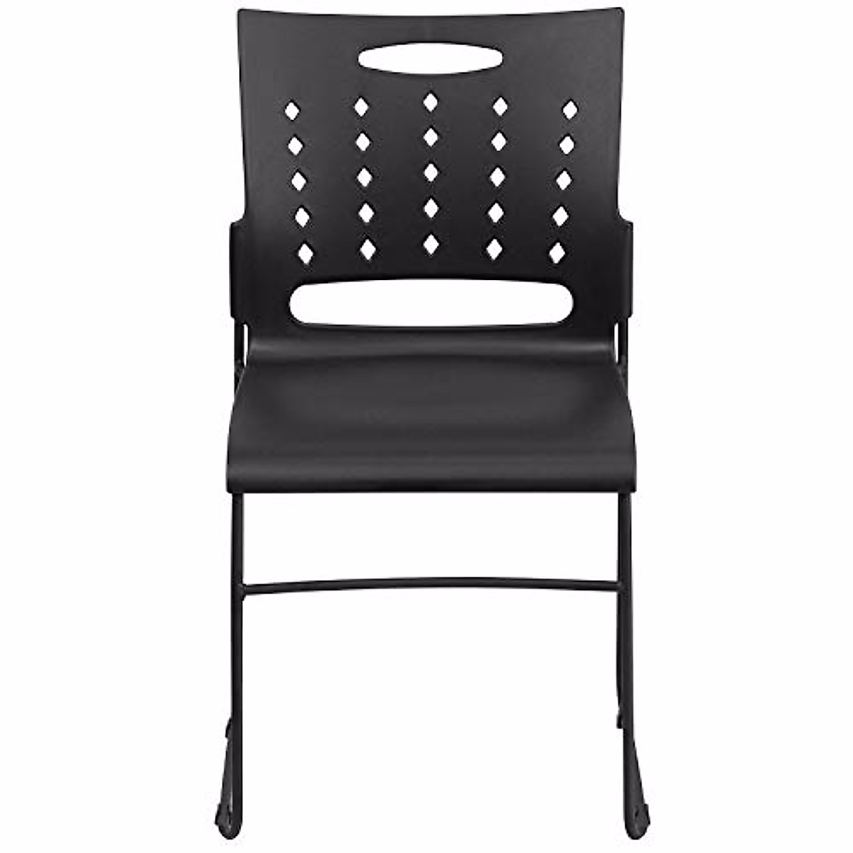 Flash Furniture Hercules Series Stacking Chairs for Waiting Rooms and Offices, Ergonomic Lobby Chairs with Contoured Air-Vent Backs, Set of 5, Black