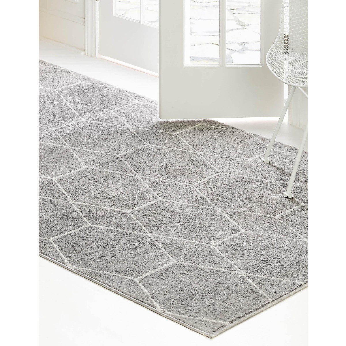 Unique Loom Trellis Frieze Collection Area Rug - Geometric (10' x 13', Light Gray/ Ivory)
