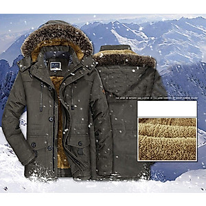 PRIJOUHE Men's Winter Coats Down Jackets Outerwear Long Cotton Coat Men Thick Warm Fur Jacket Coat Overcoat