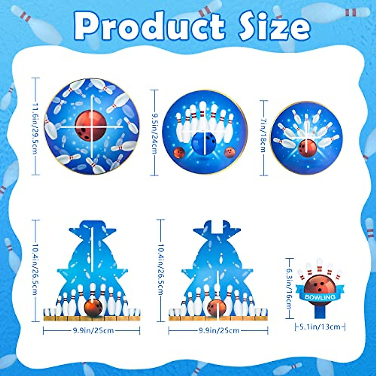 Bowling Party Decorations Cupcake Stand Cardboard 3 Tier Sports Theme Party Cupcake Tower Food Display Dessert Holders Tower Bowling Party Favors for Boy Kids Baby Shower Birthday Party Supplies