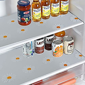 Daisy Shelf Liner for Kitchen Cabinets Non-Adhesive Drawer Liner Non-Slip Refrigerator Liner Waterproof Fridge Pad Cupboard Mat Easy Placemats, Ideal for Wire Pantry Bathroom, 11.8"X59"