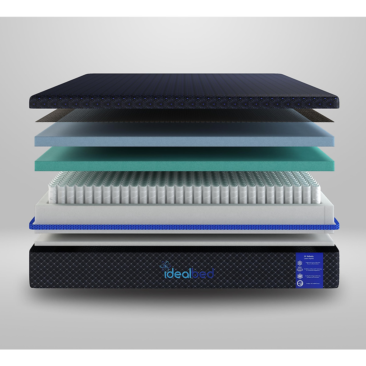 iDealBed S4 Nebula Luxury Hybrid Mattress + 3i Custom Adjustable Bed Sleep System, Comfort, Cooling & Support, Advanced Silent Operation, Wireless (Nebula Medium Firm, California King)