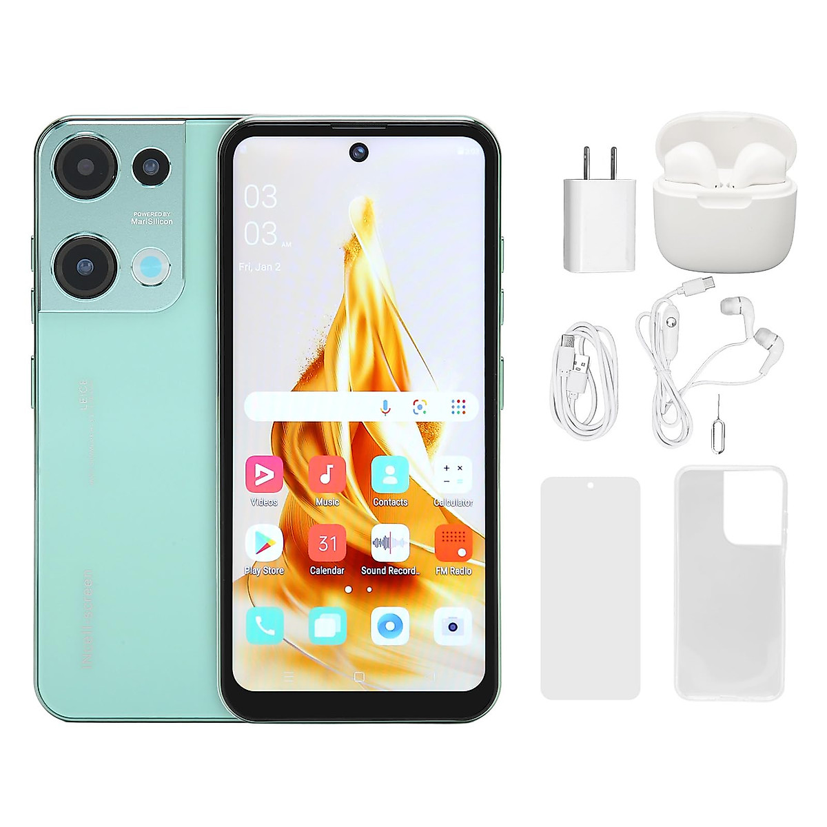 SHYEKYO Face Unlock Phone, 100-240V 6GB RAM 128GB ROM 24MP Rear 8MP Front Camera HD Mobile Phone for Home (#1)