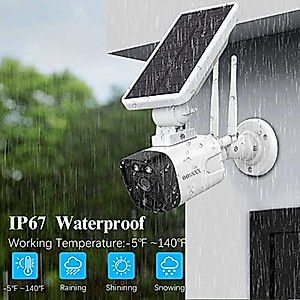 OOSSXX {100% Wire-Free Wireless Solar Cameras} 2-Way Audio, PIR Detection 2-Antennas Enhance Outdoor Wireless Security Camera System WiFi Battery Video Surveillance System