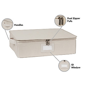 Covermates Keepsakes - Zip-Top Storage Box - Heavy Duty Polyester- Reinforced Handles - Stackable Design - Indoor Storage-Beige Heather